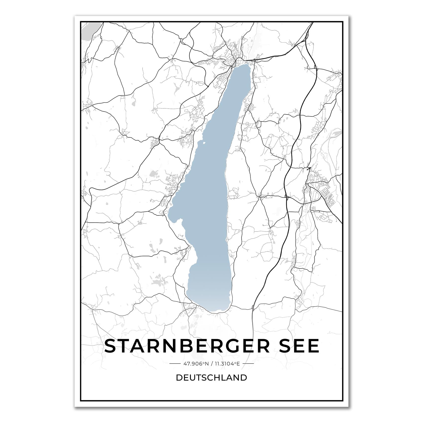 Stilvolle Karte Vom Starnberger See Bild
