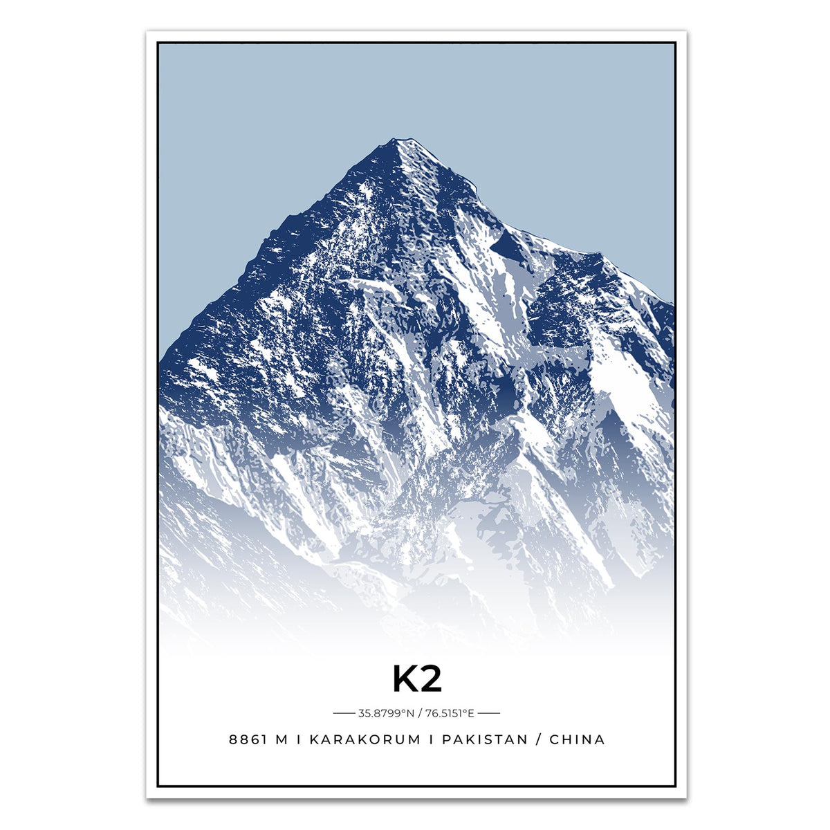 Berge Poster - K2 - VACENTURES - Die Weltkarte