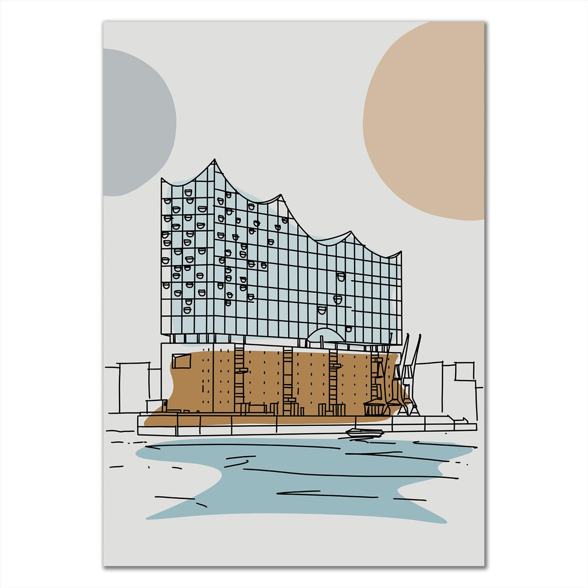 Poster Hamburg Elbphilharmonie Line Art - VACENTURES - Die Weltkarte